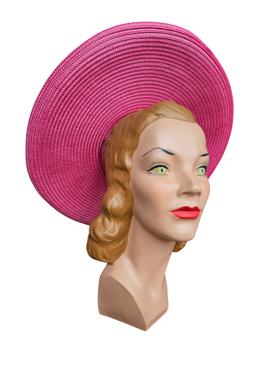1940s Bright Pink Straw/Raffia Halo Hat – Lucy Amelia's Vintage