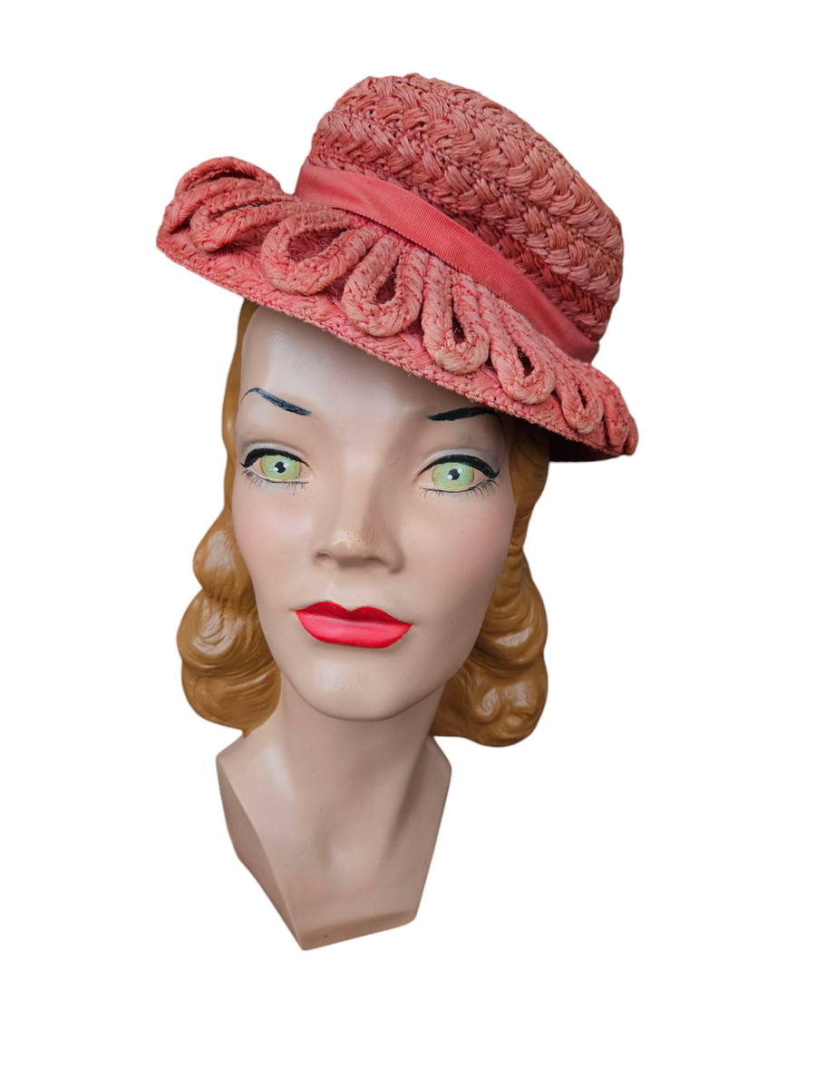 1940s Coral Pink Raffia/Straw Hat – Lucy Amelia's Vintage