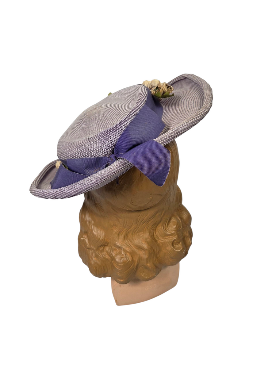 1940s Lilac Straw/Raffia Hat With Flowers – Lucy Amelia's Vintage